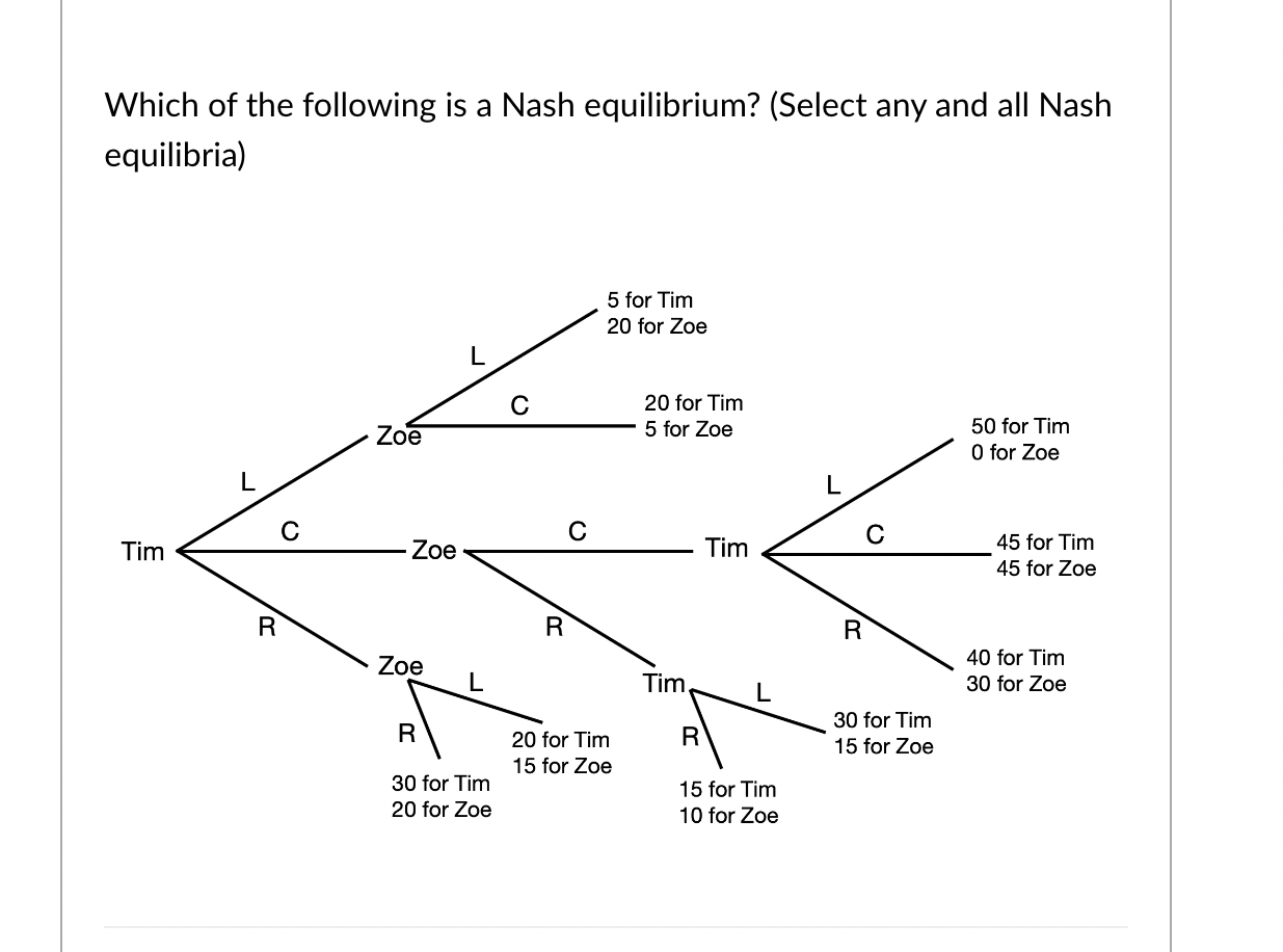 Solved Which of the following is a Nash equilibrium? (Select | Chegg.com
