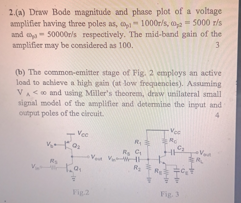 Solved 2.(a) ﻿Draw Bode magnitude and phase plot of a | Chegg.com