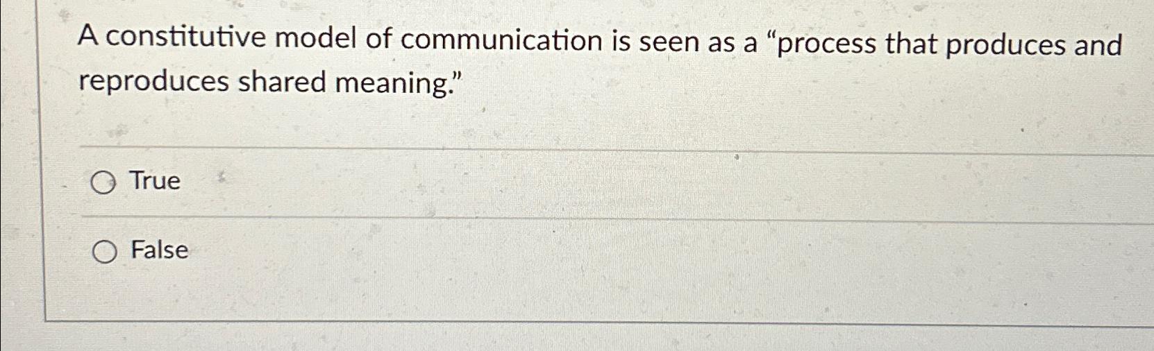 Solved A constitutive model of communication is seen as a | Chegg.com