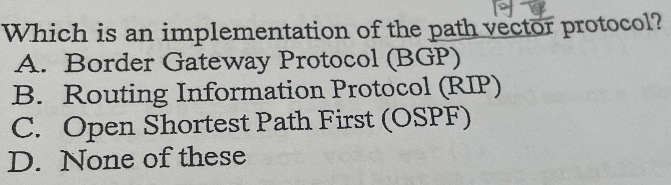 Solved Which is an implementation of the path vector | Chegg.com