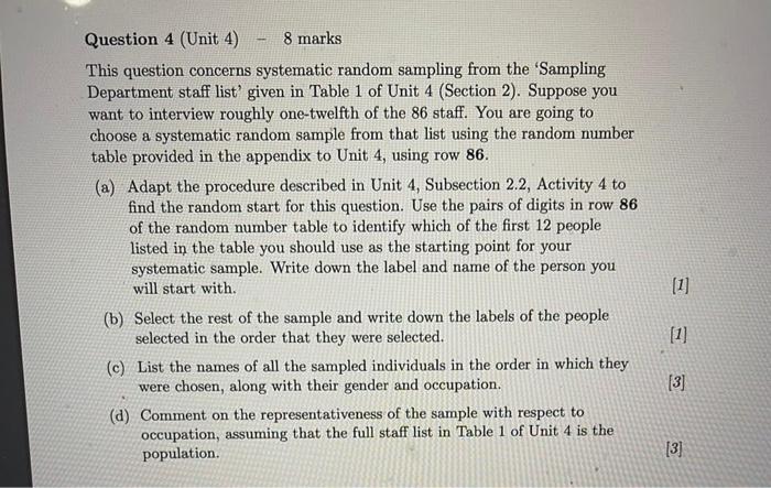 Question 4 (Unit 4) 8 marks This question concerns | Chegg.com