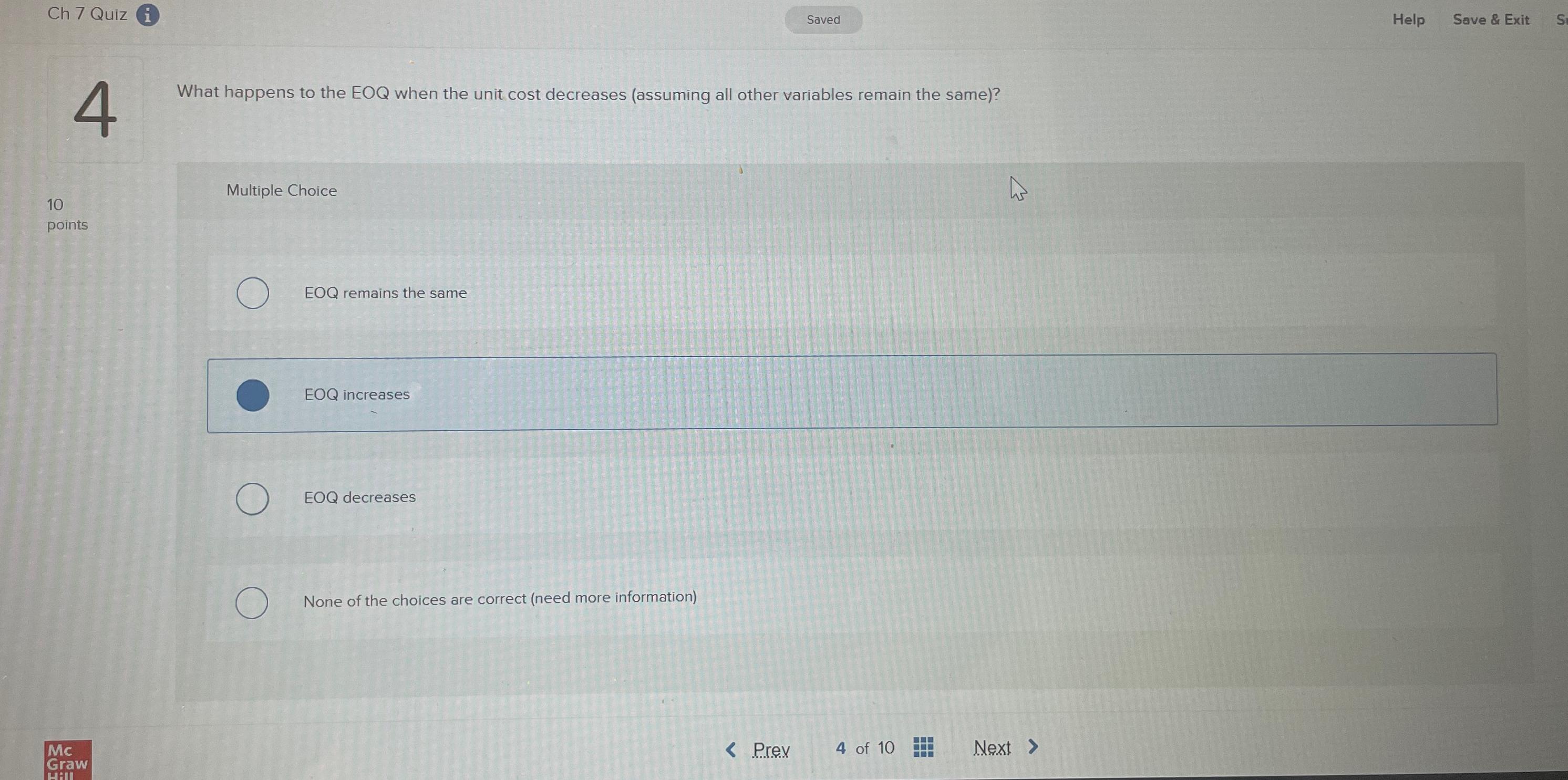 Ch 7 ﻿Quiz iSavedHelpSave & Exit4What happens to the | Chegg.com