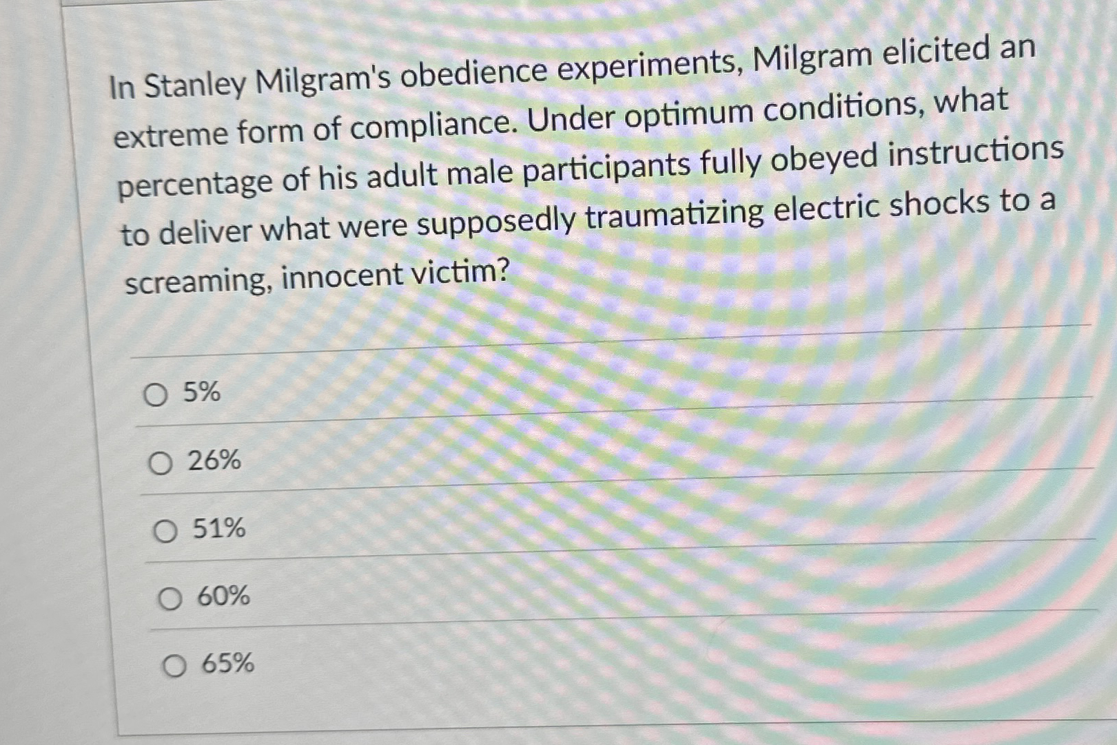 Solved In Stanley Milgram's obedience experiments, Milgram | Chegg.com