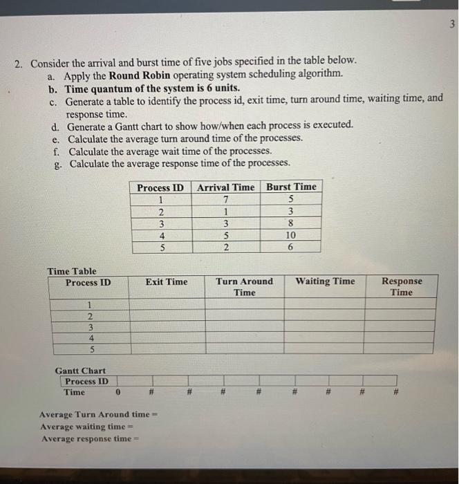 Solved 2. Consider the arrival and burst time of five jobs | Chegg.com