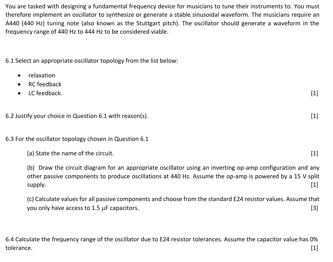 You are tasked with designing a fundamental frequency | Chegg.com