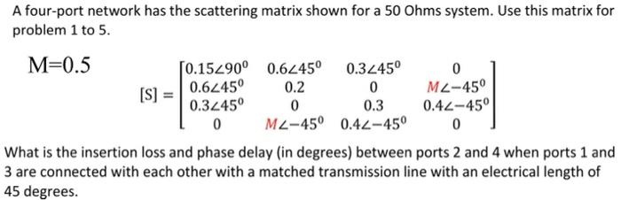 [Solved]: A four-port network has the scattering matrix sho