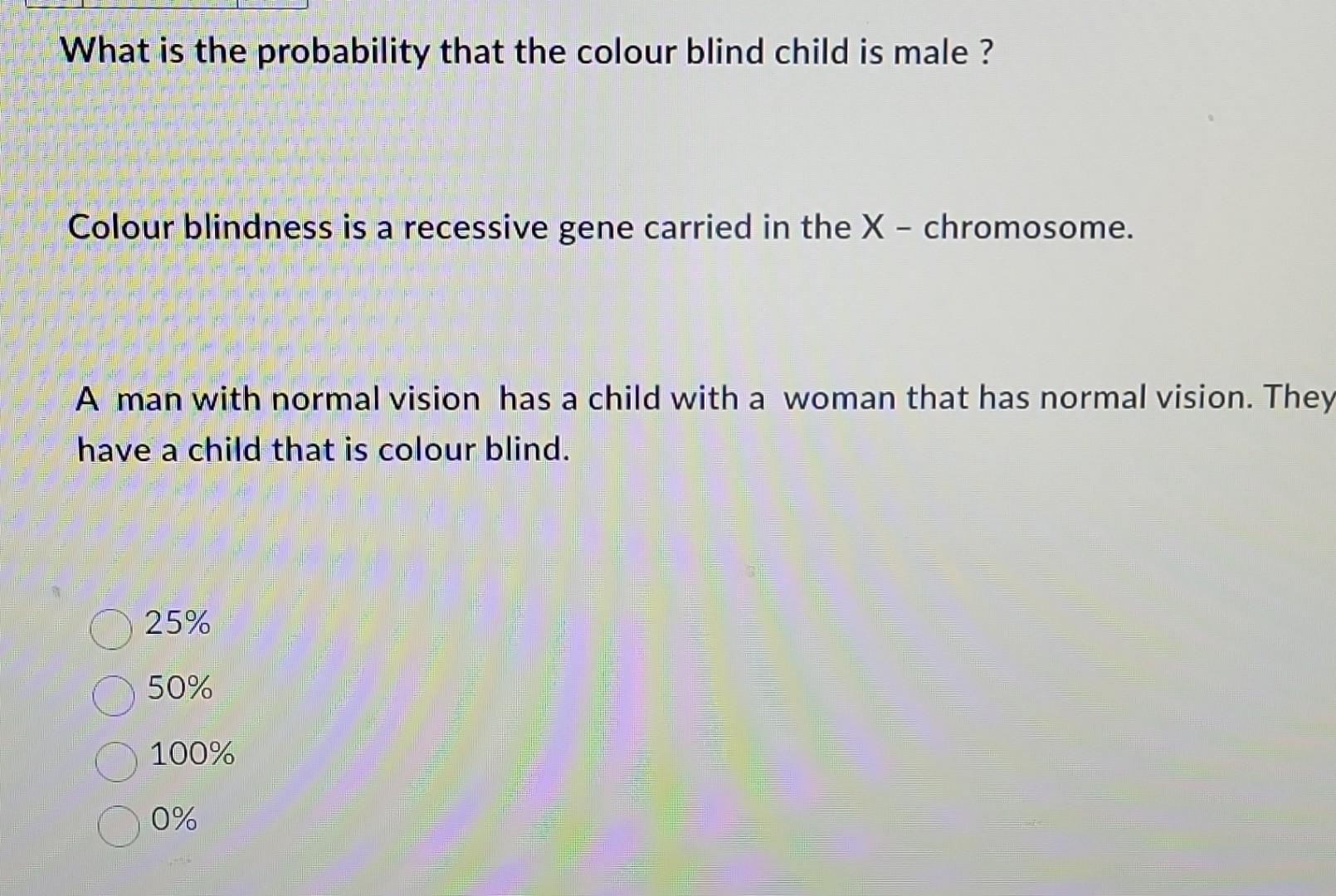 Solved What is the probability that the colour blind child | Chegg.com