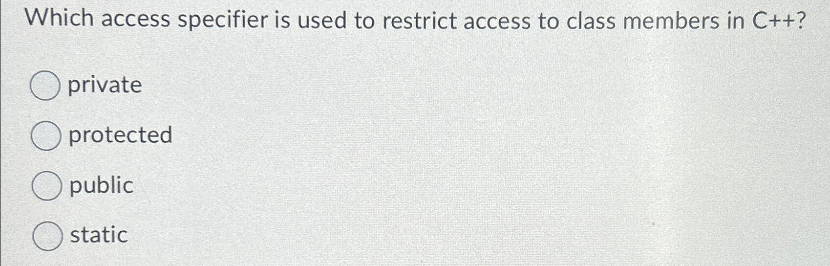 Solved Which access specifier is used to restrict access to | Chegg.com