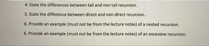 Solved 4 State The Differences Between Tail And Non Tail 2064