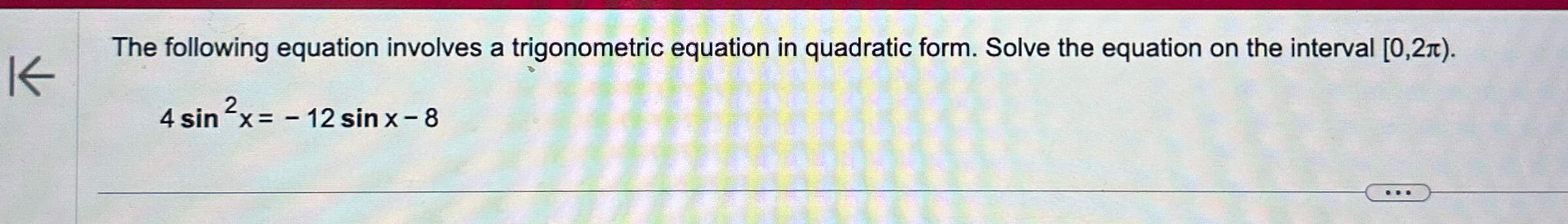 Solved The following equation involves a trigonometric | Chegg.com