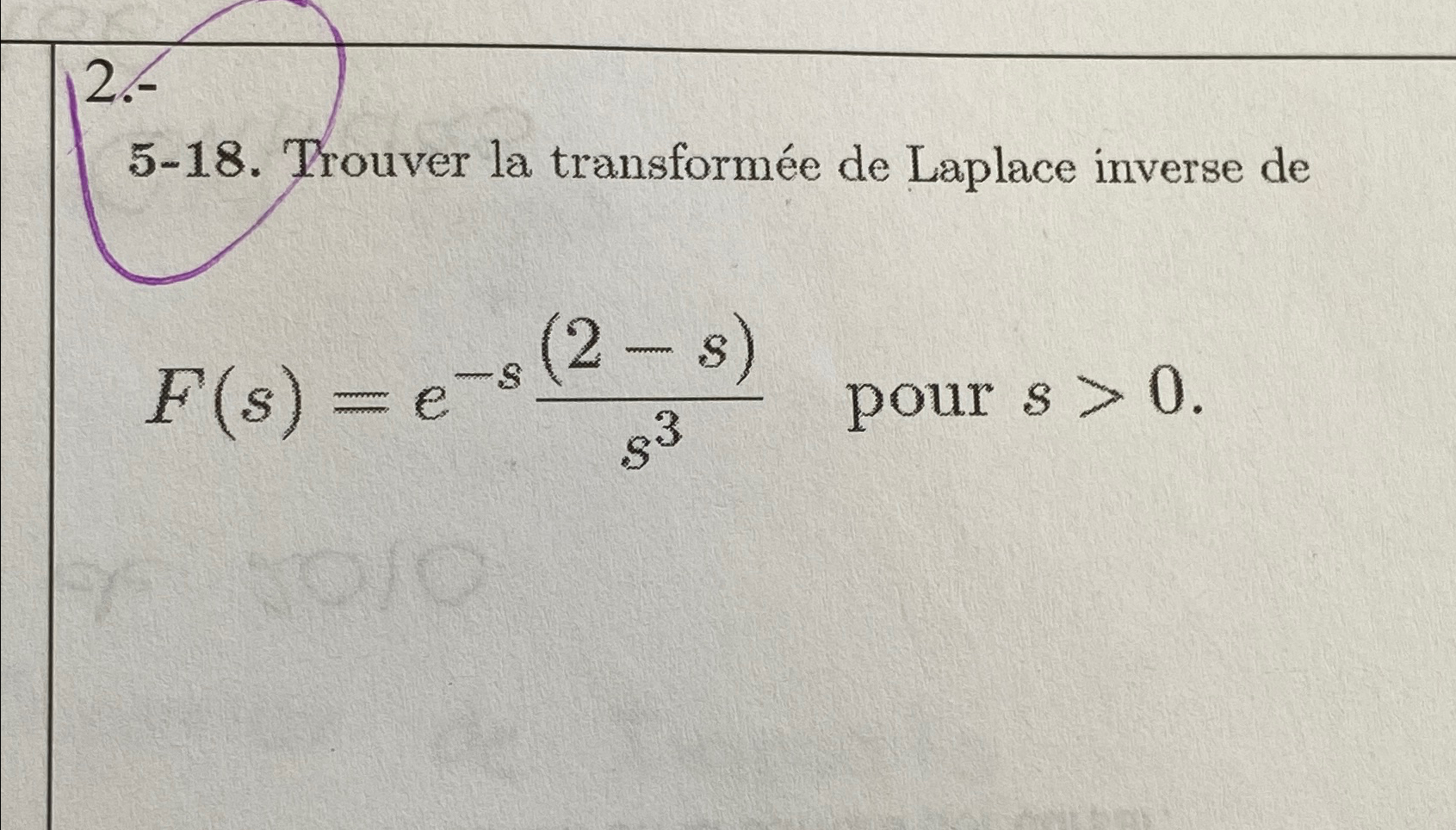 Solved Trouver la transformée de Laplace inverse | Chegg.com