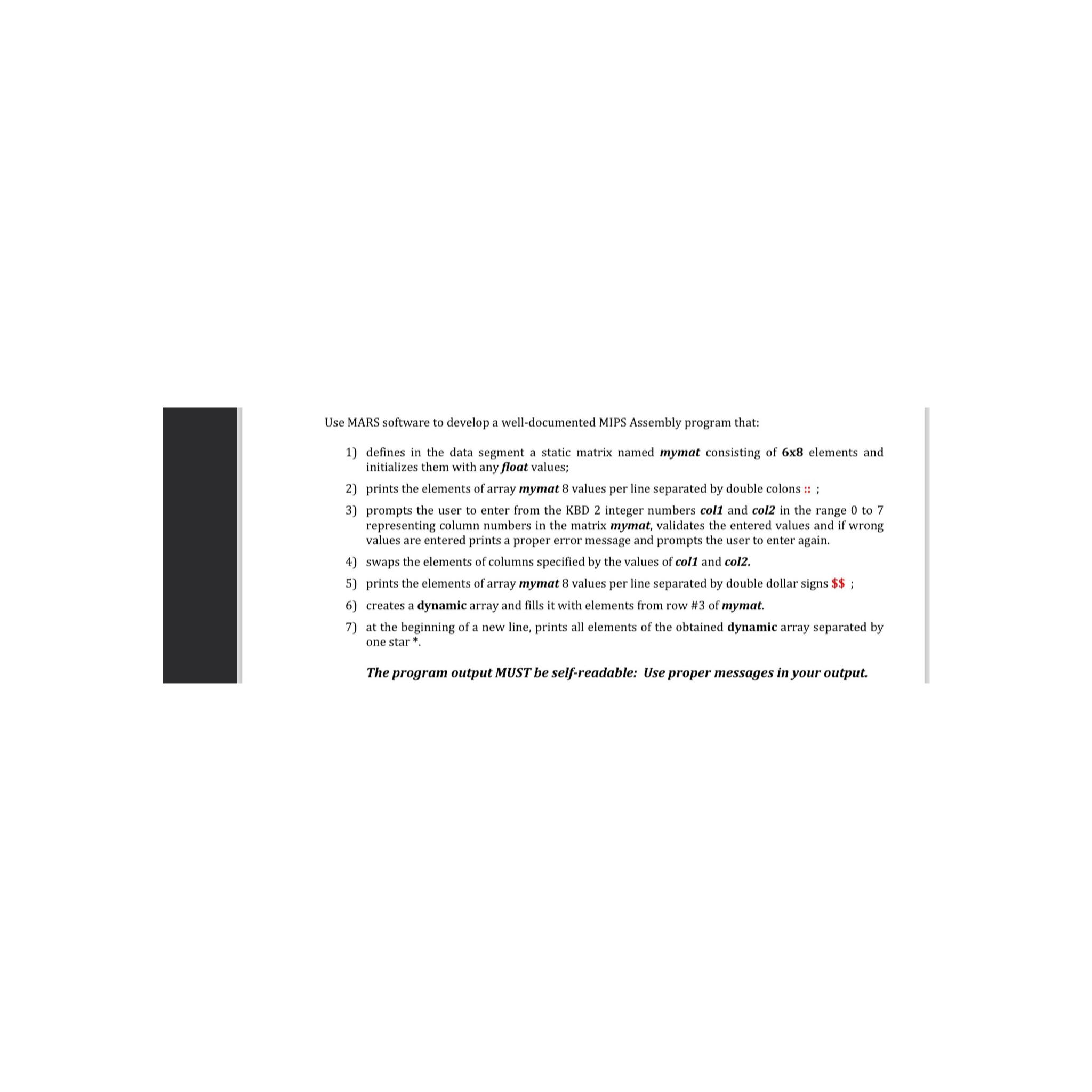 Solved Use MARS software to develop a well-documented MIPS | Chegg.com