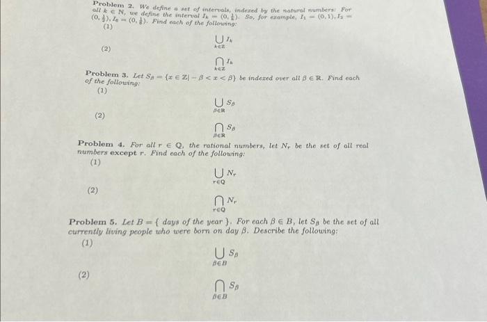 Solved Definition 2. If we have a collection A={Aβ}β∈B, we | Chegg.com