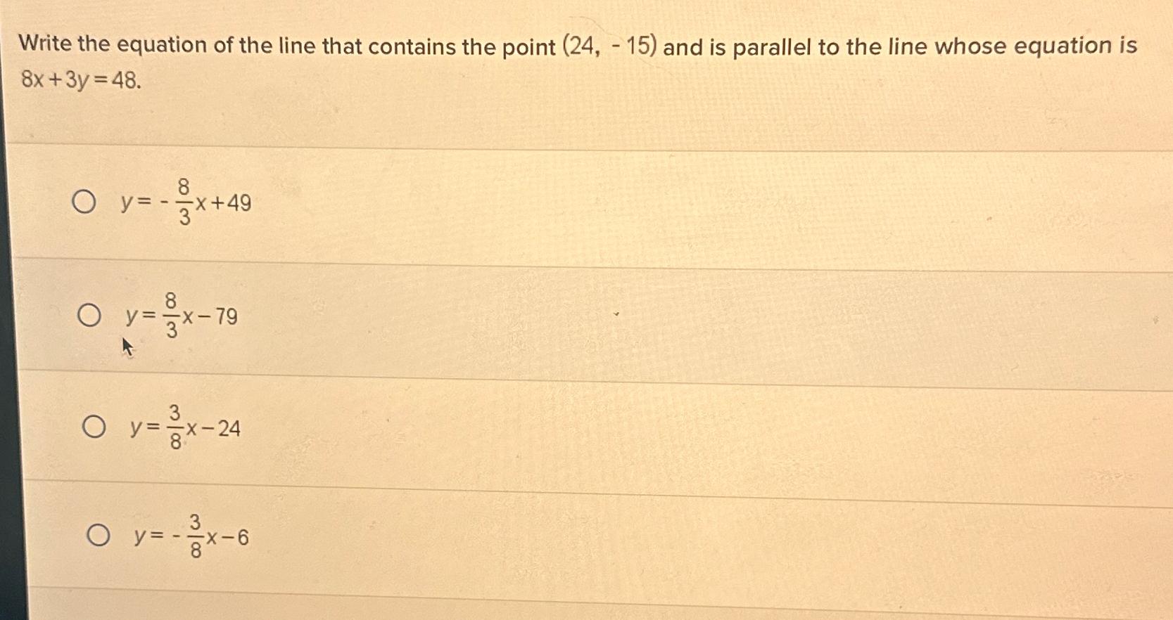 Solved Write the equation of the line that contains the | Chegg.com