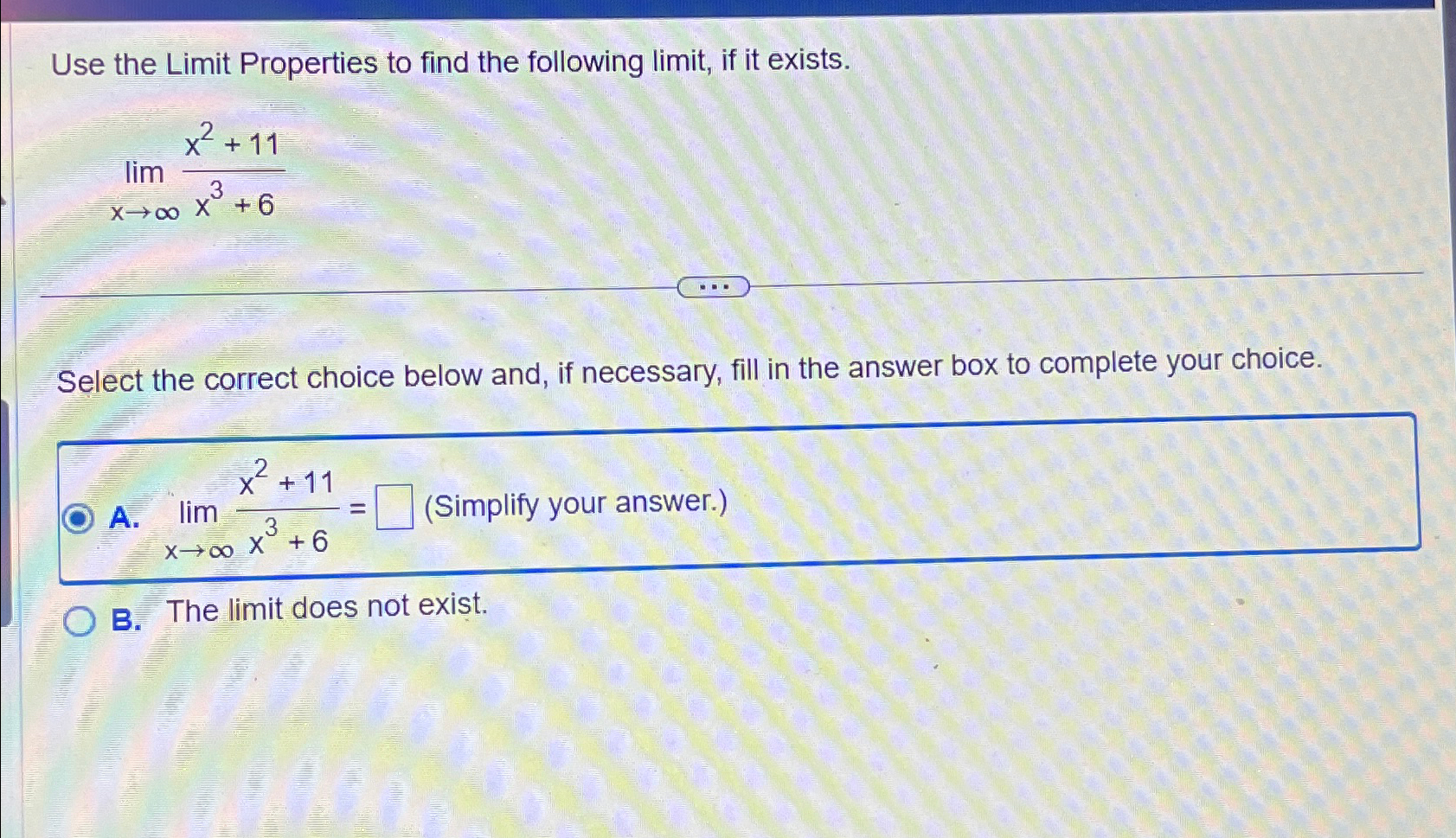 Solved Use the Limit Properties to find the following limit, | Chegg.com