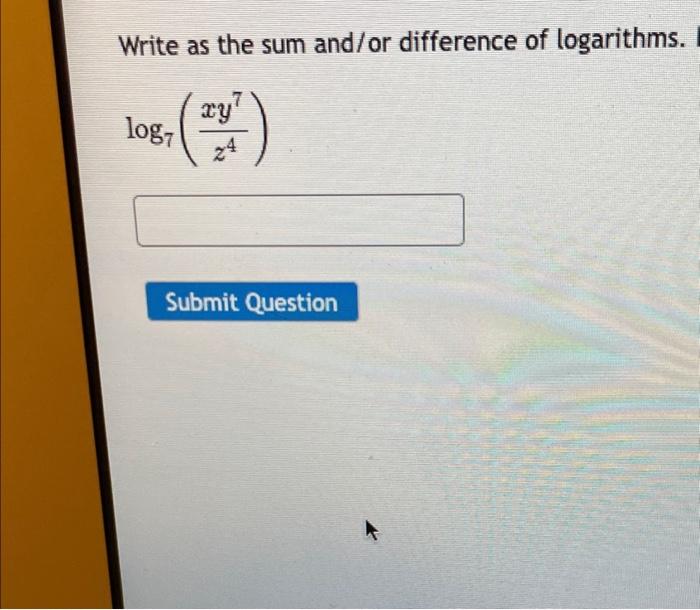 Solved Write as the sum and/or difference of logarithms. | Chegg.com