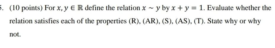 Solved discrete math T = Transitive R = Reflexive S = | Chegg.com