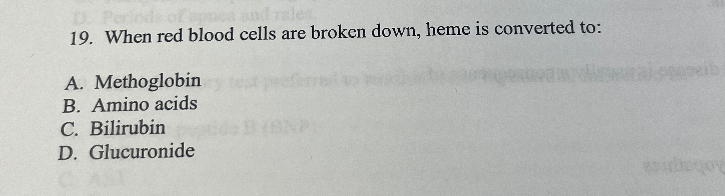 Solved When red blood cells are broken down, heme is | Chegg.com
