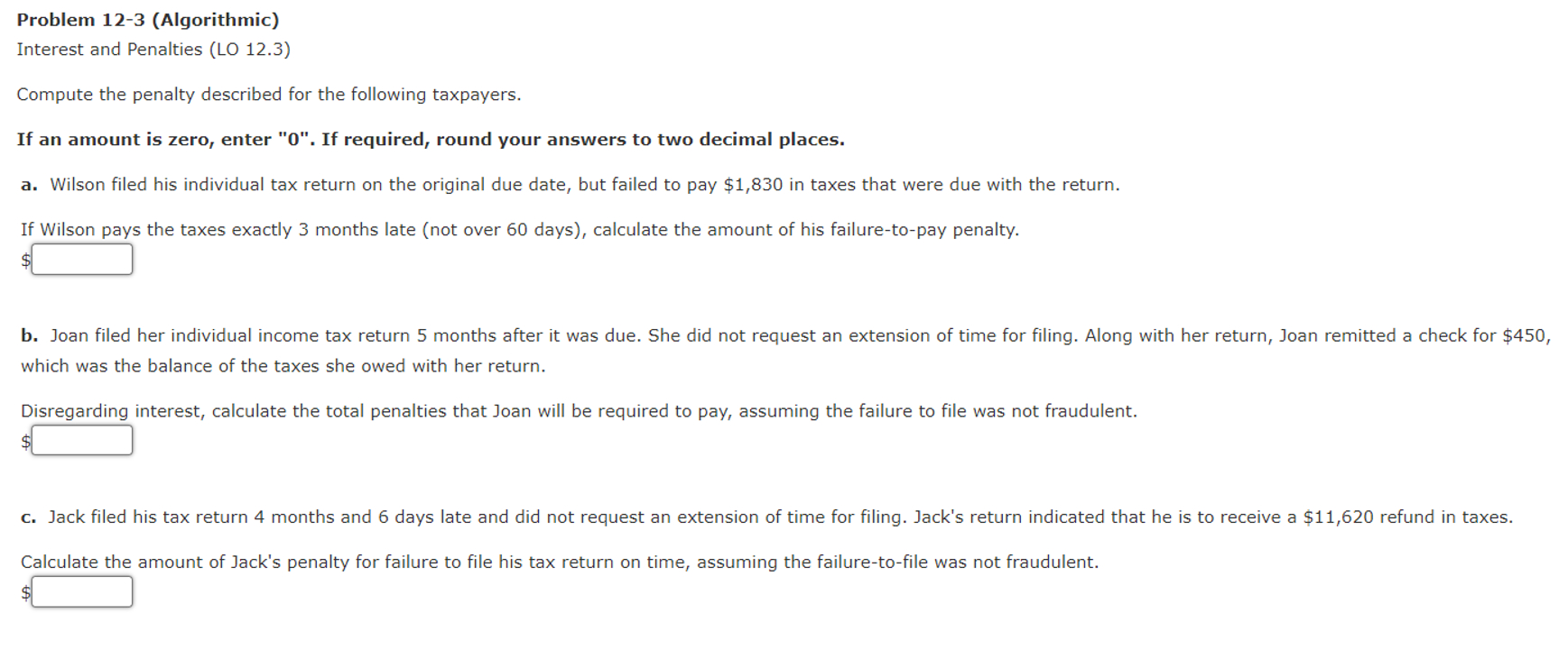 Solved Interest and Penalties (LO 12.3)Compute the penalty | Chegg.com