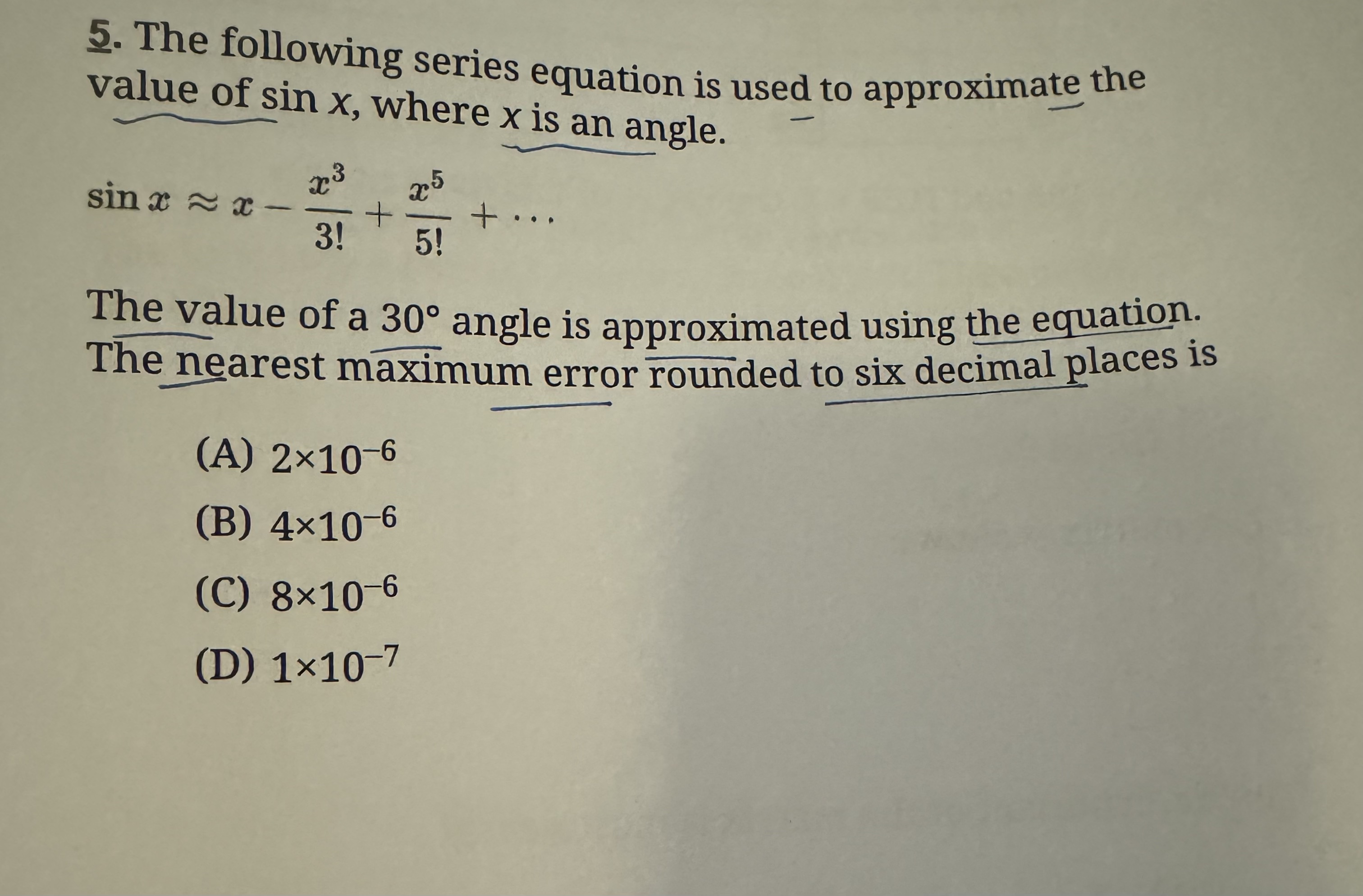 Solved The following series equation is used to approximate | Chegg.com