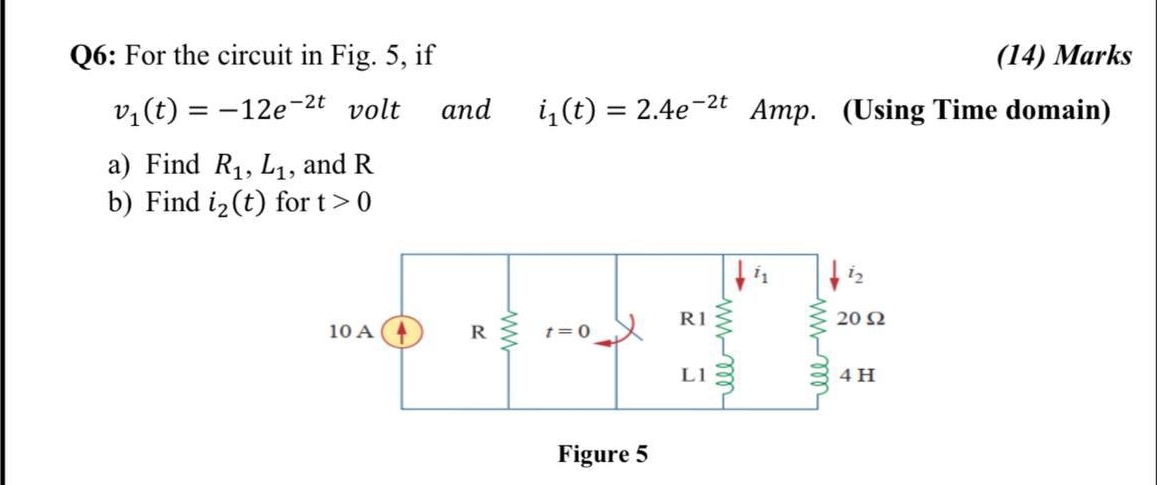 Solved Q6: For the circuit in Fig. 5, ﻿if(14) ﻿Marks | Chegg.com