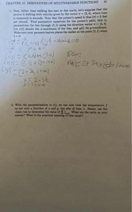 CHAPTER 10. DERIVATIVES OF MULTIVARIABLE FUNCTIONS c. | Chegg.com
