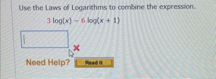 Solved Use the Laws of Logarithms to combine the expression. | Chegg.com