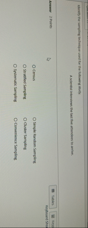 Solved Identify the sampling technique used for the | Chegg.com