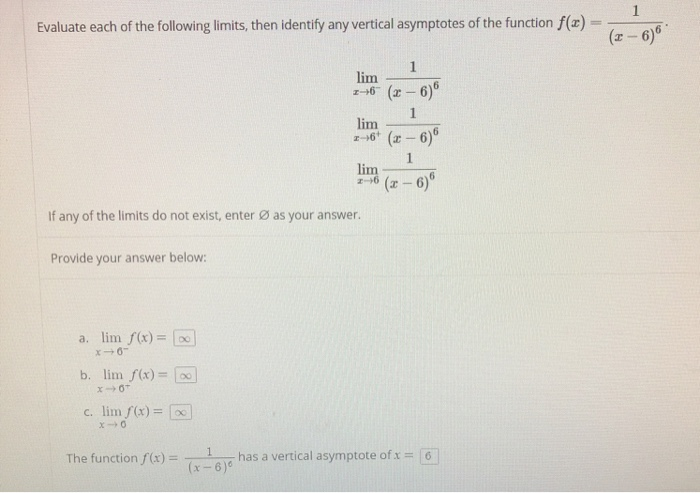 Solved Evaluate each of the following limits, then identify | Chegg.com