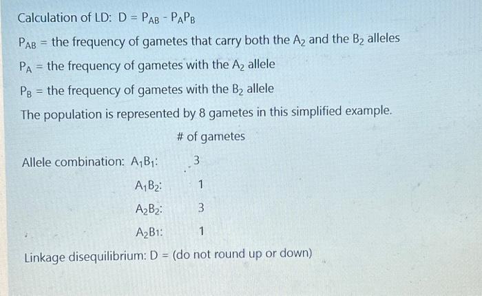 Solved Calculation of LD:D=PAB−PAPB PAB= the frequency of | Chegg.com