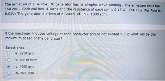 Solved The armature of a 4-Pole DC generator has a simplex | Chegg.com