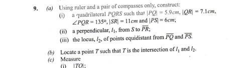 Solved 9. (a) Using ruler and a pair of compasses only, | Chegg.com