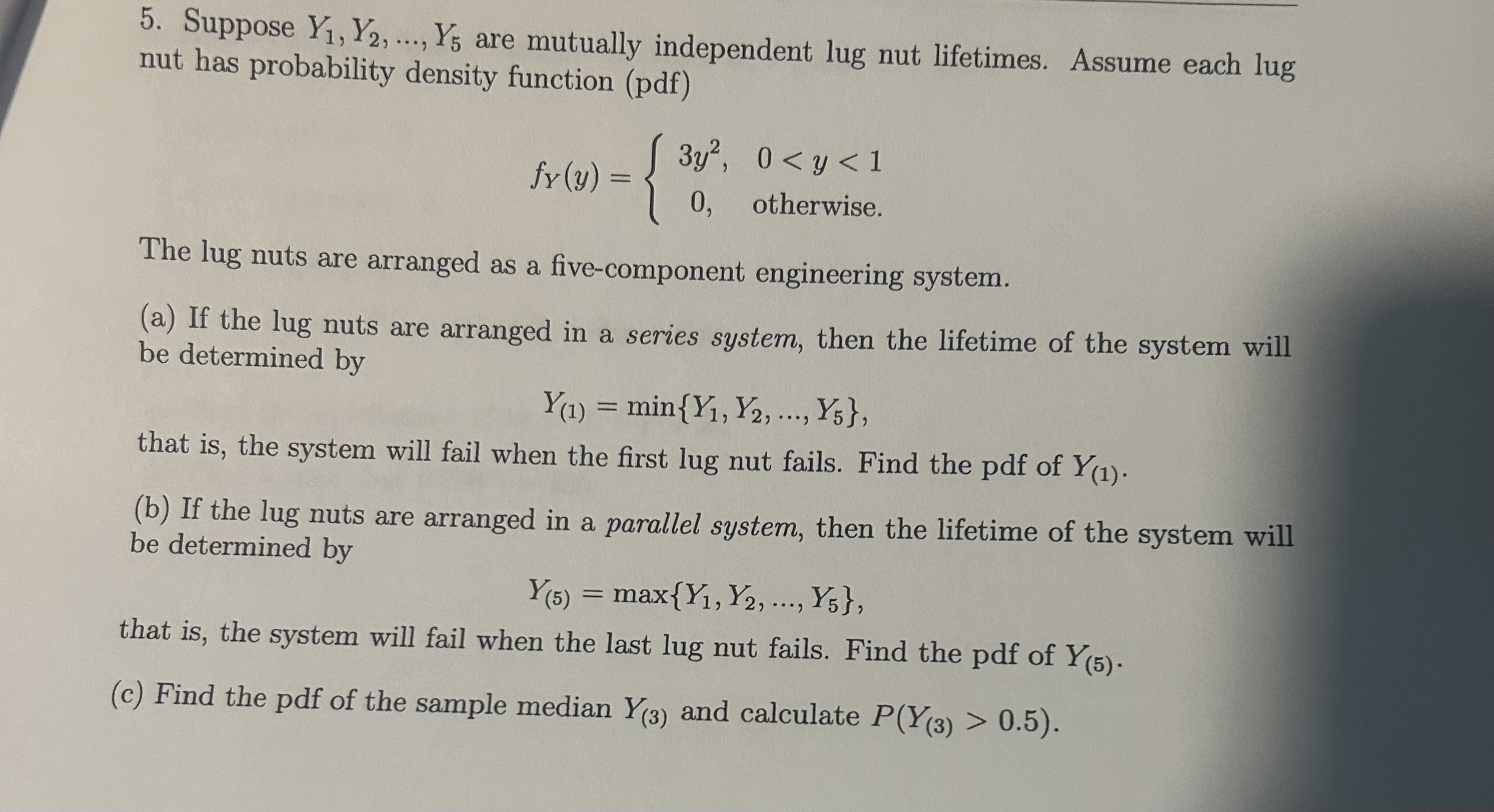 Solved Y1,Y2,dots,Y5 ﻿are mutually independent lug nut | Chegg.com