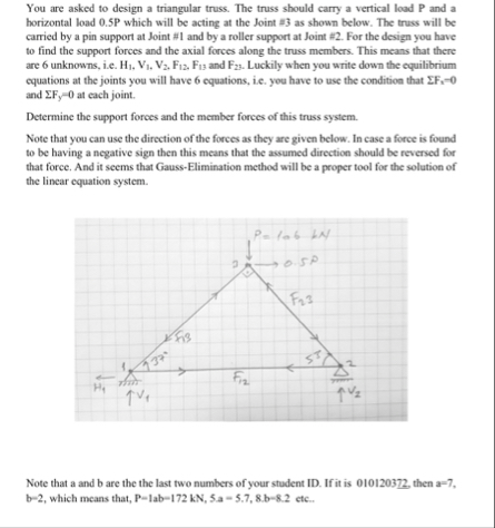 You are asked to design a triangular truss. The truss | Chegg.com