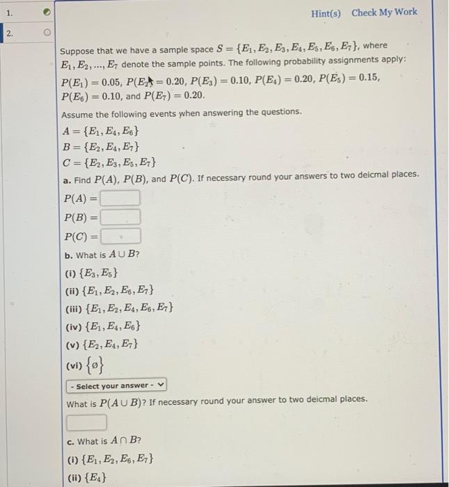 Solved Hint(s) Check My Work Suppose that we have a sample | Chegg.com