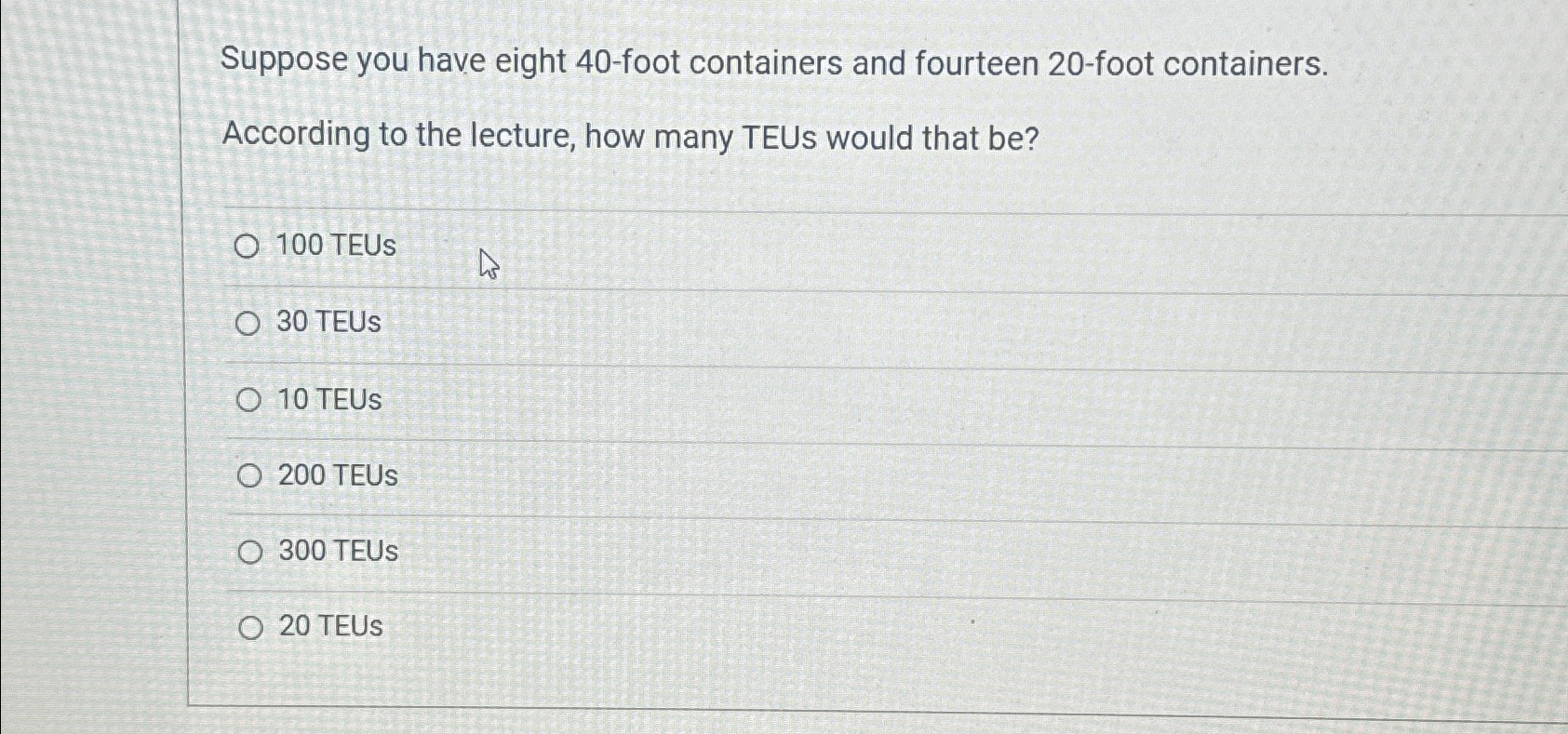 Solved Suppose you have eight 40 -foot containers and | Chegg.com