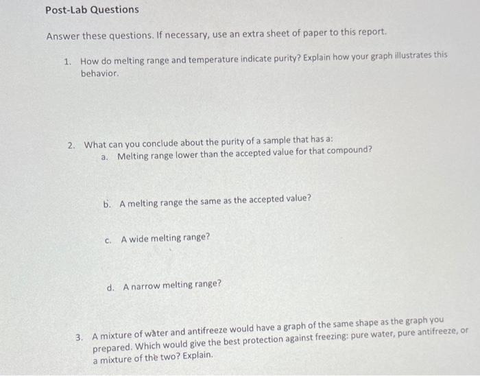 Solved Post-Lab Questions Answer these questions. If | Chegg.com
