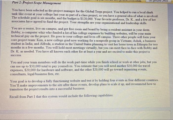 Solved Part 2: Project Scope Management MEME Wer genuine | Chegg.com