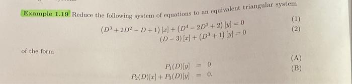 Solved Example 1.19 Reduce the following system of equations | Chegg.com