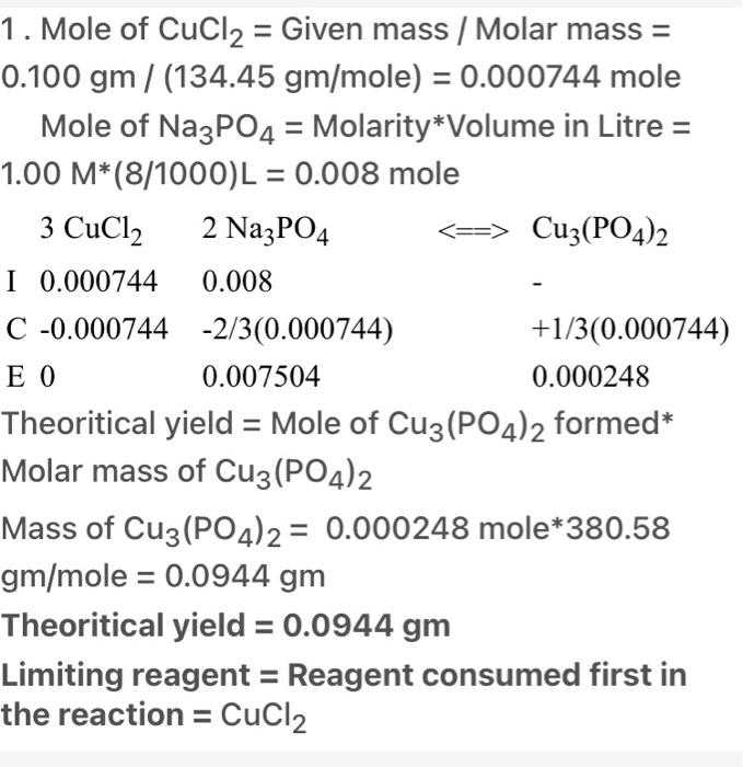 Solved 0.100g of CuCl2 (Mm = 134.45g/mol) are mixed with 25 | Chegg.com
