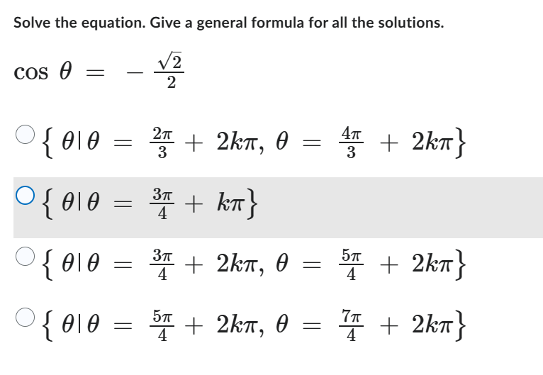 Solved Solve the equation. Give a general formula for all | Chegg.com