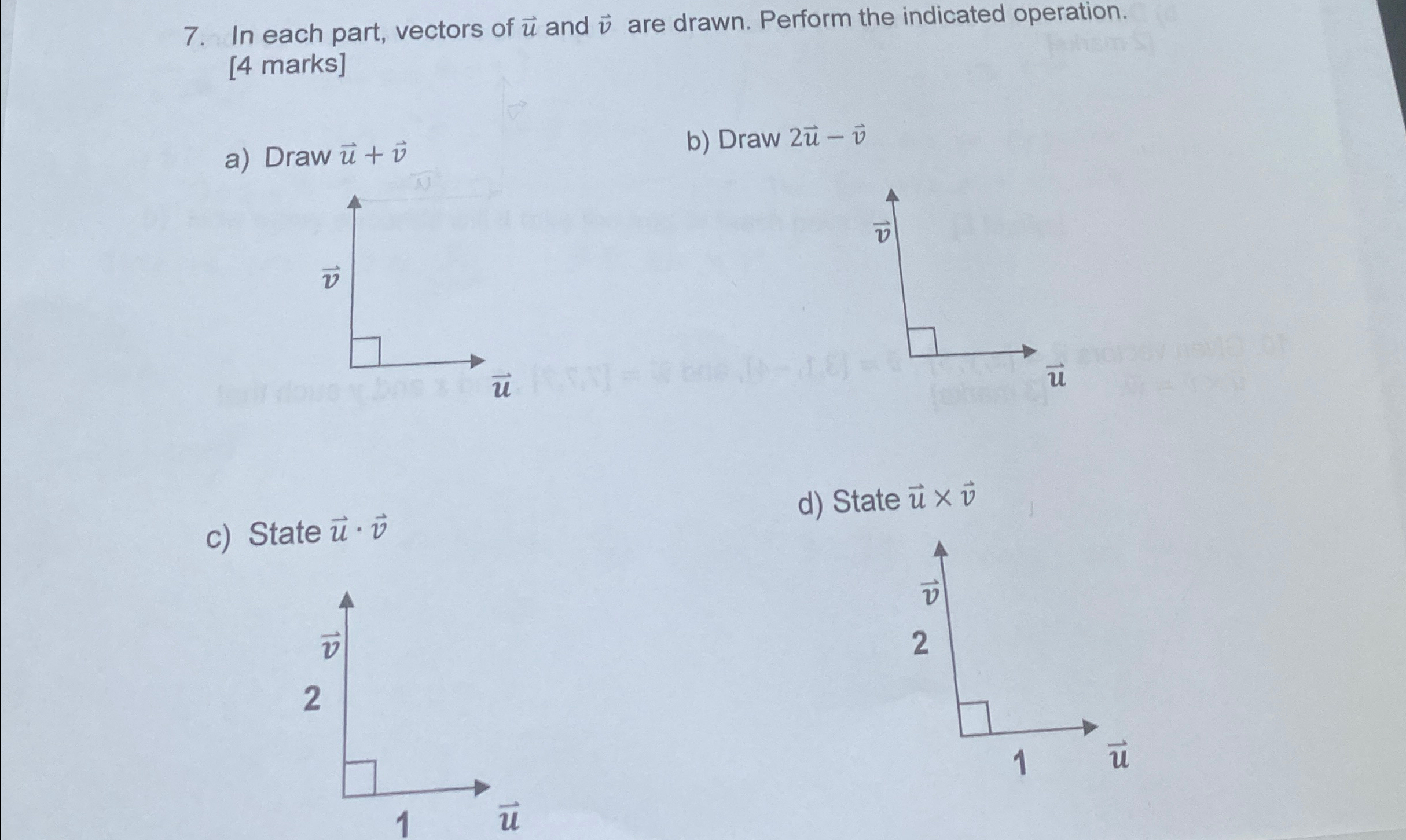 Solved In each part, vectors of vec(u) ﻿and vec(v) ﻿are | Chegg.com