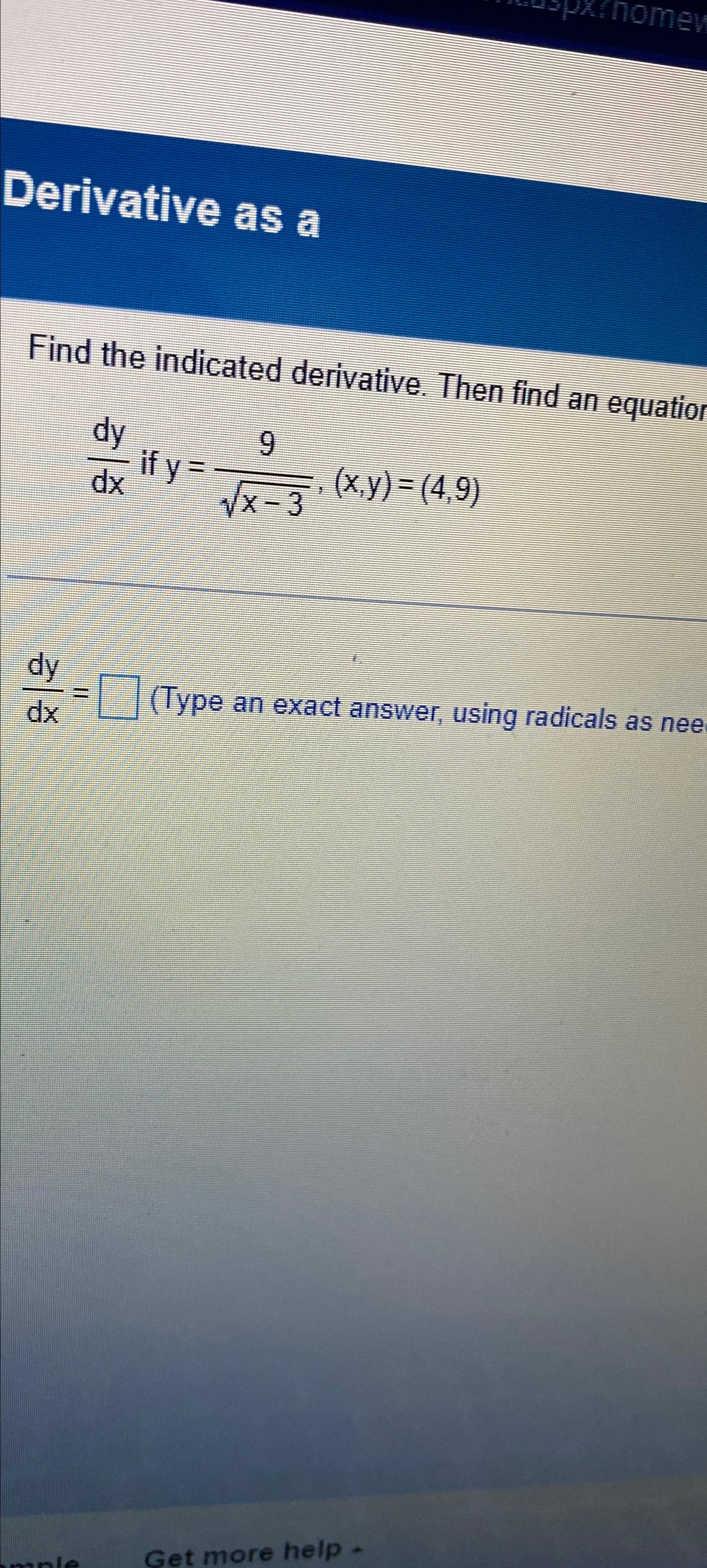 Solved Derivative as aFind the indicated derivative. Then | Chegg.com