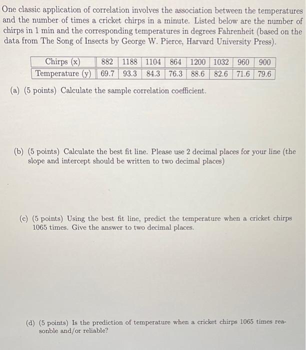 Solved One classic application of correlation involves the | Chegg.com