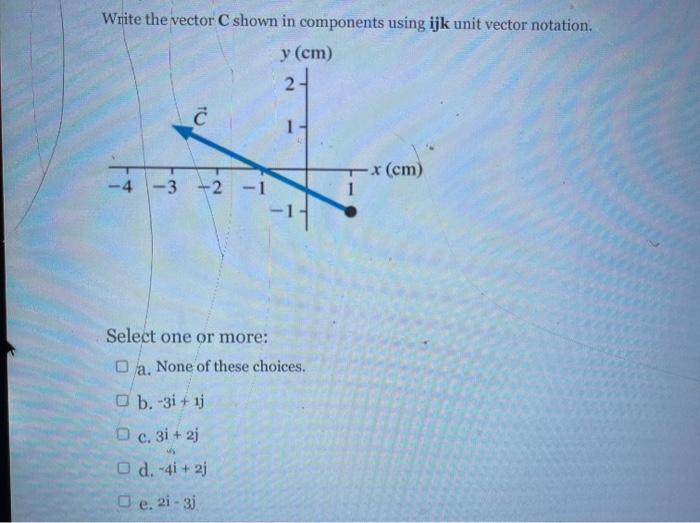Solved Write the vector C shown in components using ijk unit | Chegg.com