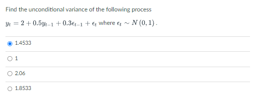 Solved Find the unconditional variance of the following | Chegg.com