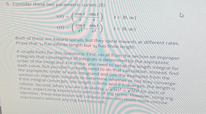 Solved 6. Consider these two parametric curves. (8) | Chegg.com