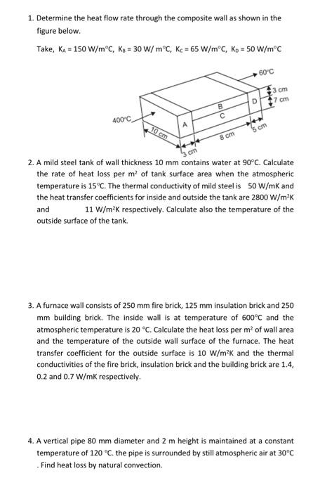 Solved 1. Determine the heat flow rate through the composite | Chegg.com