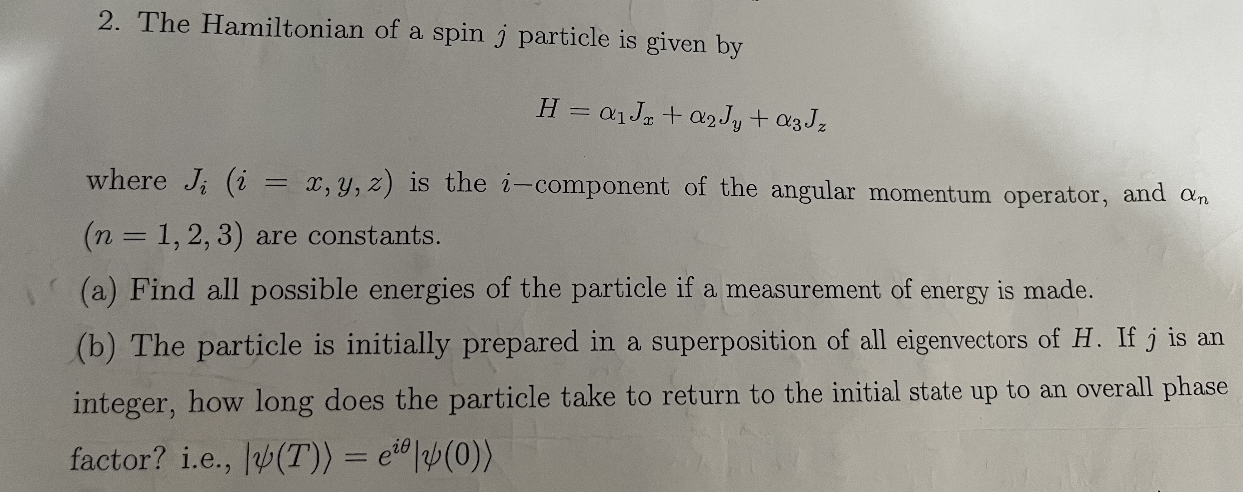 Solved The Hamiltonian of a spin j ﻿particle is given | Chegg.com