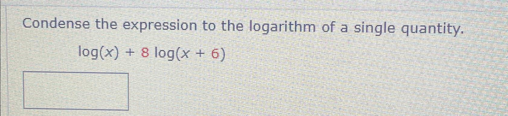 Solved Condense the expression to the logarithm of a single | Chegg.com